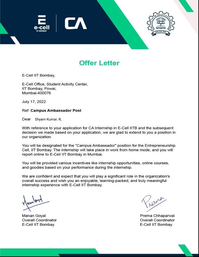 Shyam Kumar on LinkedIn: #connections #grateful #iitbombay #ecell #ca # ... Shyam Kumar on LinkedIn: #connections #grateful #iitbombay #ecell #ca # ...