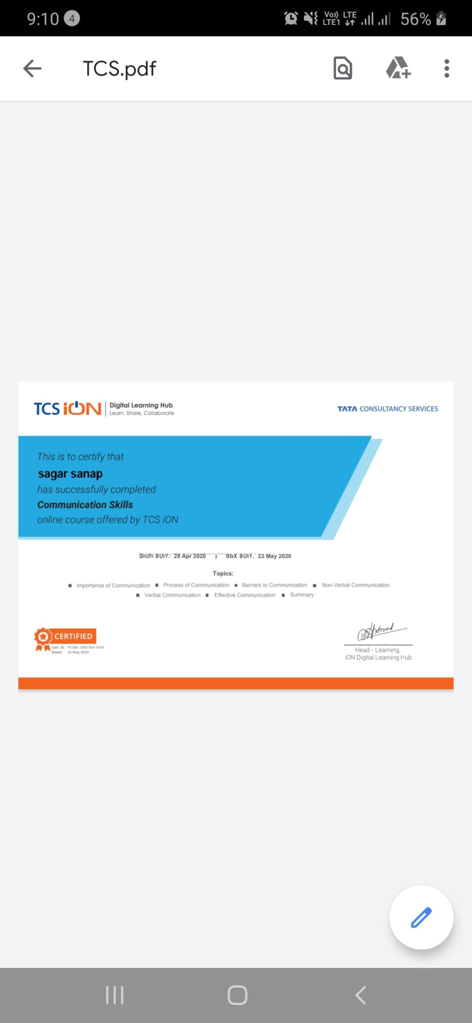 Sagar Sanap on LinkedIn: #tcsiqn #digitallearninghub #onlinecertificate Sagar Sanap on LinkedIn: #tcsiqn #digitallearninghub #onlinecertificate