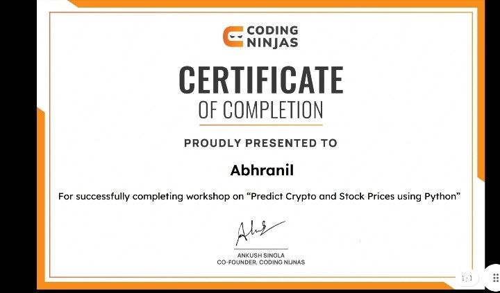 Abhranil Ray on LinkedIn: #python #crypto #stockprice #codingninjas Abhranil Ray on LinkedIn: #python #crypto #stockprice #codingninjas