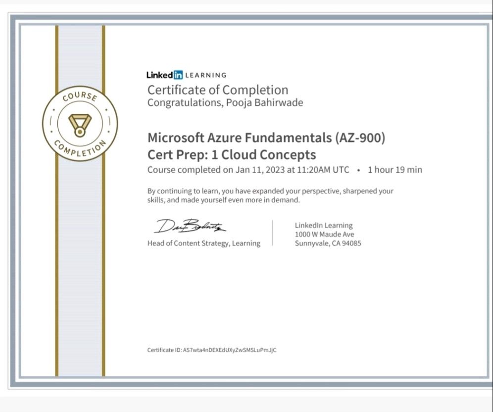 Pooja Bahirwade on LinkedIn: #coursecompletion #linkedinlearning Pooja Bahirwade on LinkedIn: #coursecompletion #linkedinlearning
