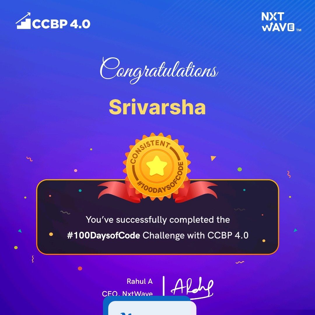 Chittepu Laxmi SriVarsha Reddy on LinkedIn: #100daysofcodechallenge # ... Chittepu Laxmi SriVarsha Reddy on LinkedIn: #100daysofcodechallenge # ...