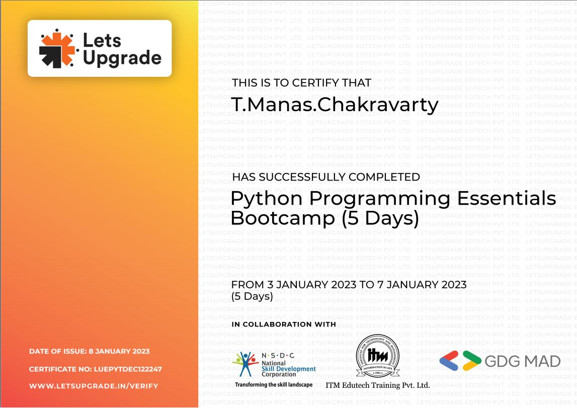 T MANAS CHAKRAVARTY . on LinkedIn: #python #pythonprogramming #gdg T MANAS CHAKRAVARTY . on LinkedIn: #python #pythonprogramming #gdg