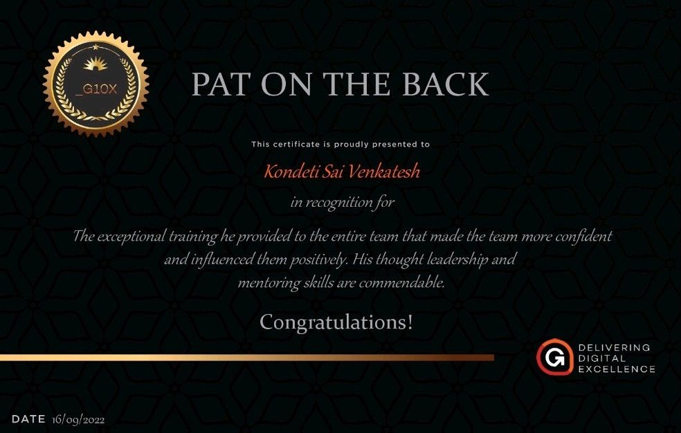 Sai Venkatesh Kondeti on LinkedIn: #haskell #patontheback #appreciation Sai Venkatesh Kondeti on LinkedIn: #haskell #patontheback #appreciation