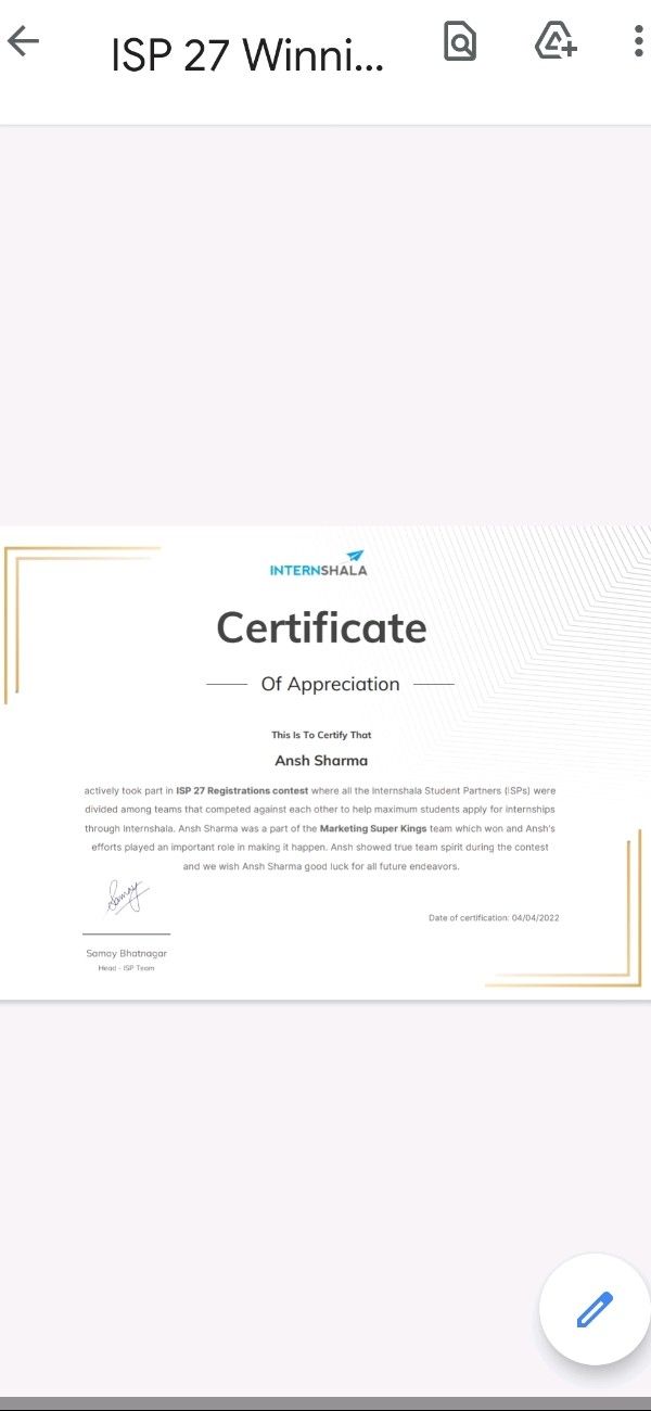 Ansh Sharma on LinkedIn: #internshalastudentpartner Ansh Sharma on LinkedIn: #internshalastudentpartner