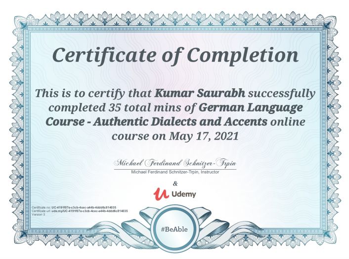 Kumar Saurabh on LinkedIn: Completed the German language course. Kumar Saurabh on LinkedIn: Completed the German language course.