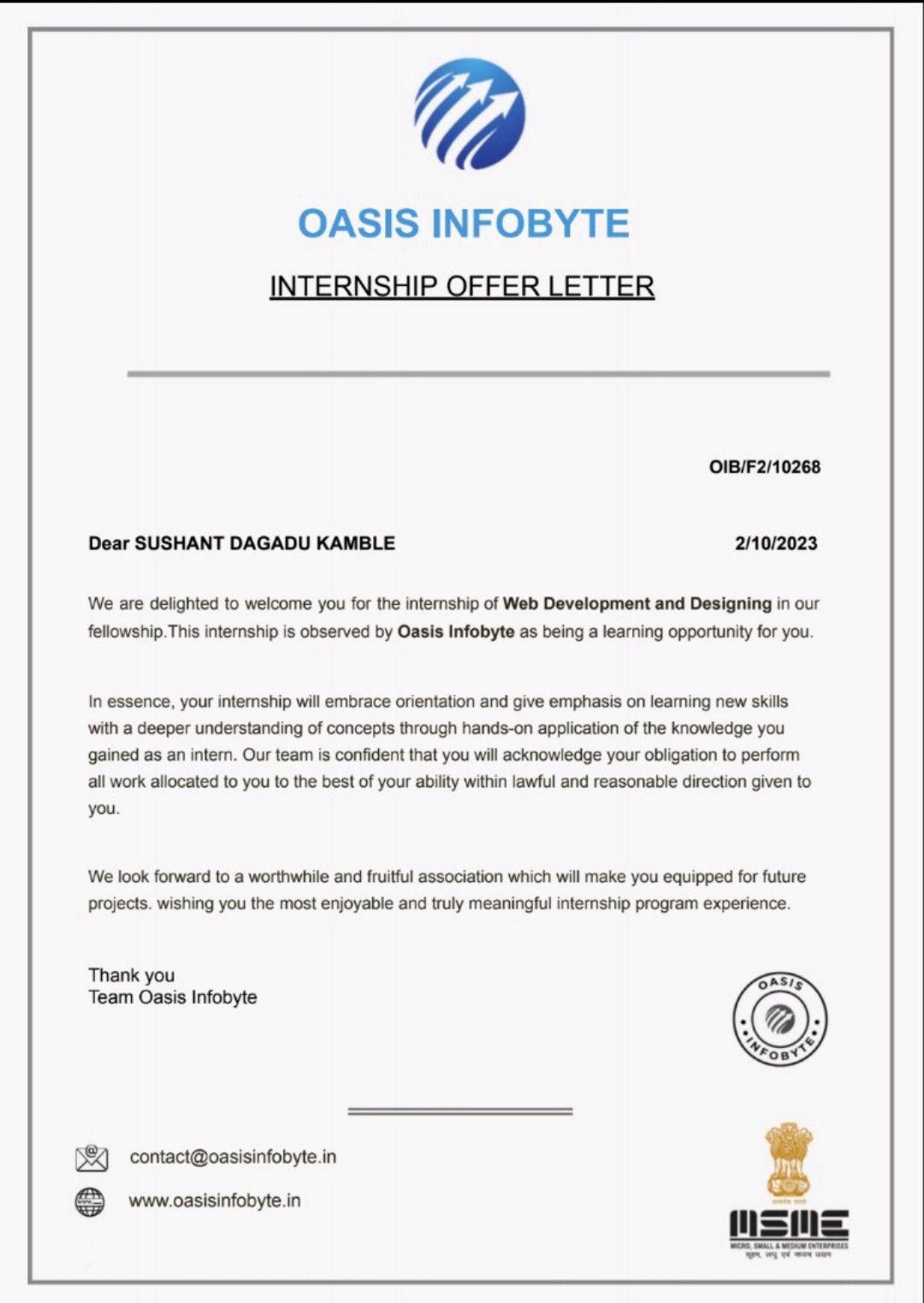 Sushant Kamble on LinkedIn: #oasisinfobyte #internship #webdevelopment ... Sushant Kamble on LinkedIn: #oasisinfobyte #internship #webdevelopment ...