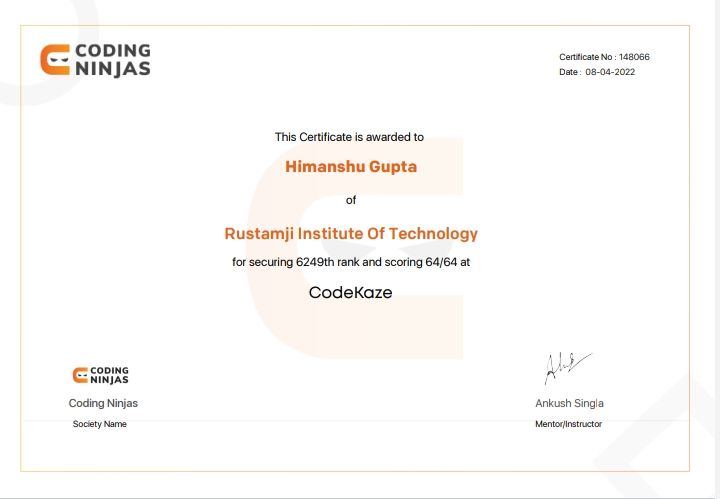 HIMANSHU GUPTA on LinkedIn: #coding #codekaze #codingninjas # ... HIMANSHU GUPTA on LinkedIn: #coding #codekaze #codingninjas # ...