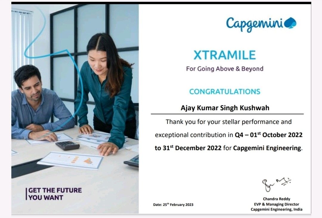 Thanks Capgemini Team for recognising with XtraMile Award. | Ajay Kumar ... Thanks Capgemini Team for recognising with XtraMile Award. | Ajay Kumar ...