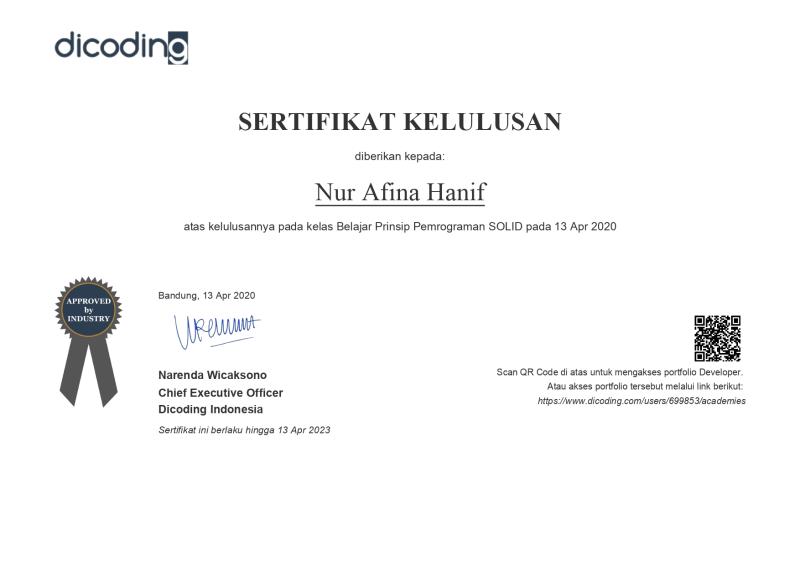Nur Afina Hanif on LinkedIn: Prinsip Pemrograman SOLID - Dicoding Nur Afina Hanif on LinkedIn: Prinsip Pemrograman SOLID - Dicoding