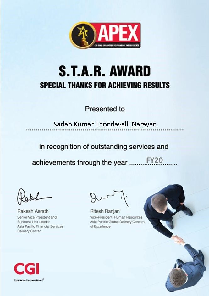 sadan kumar on LinkedIn: #cgi #staraward sadan kumar on LinkedIn: #cgi #staraward