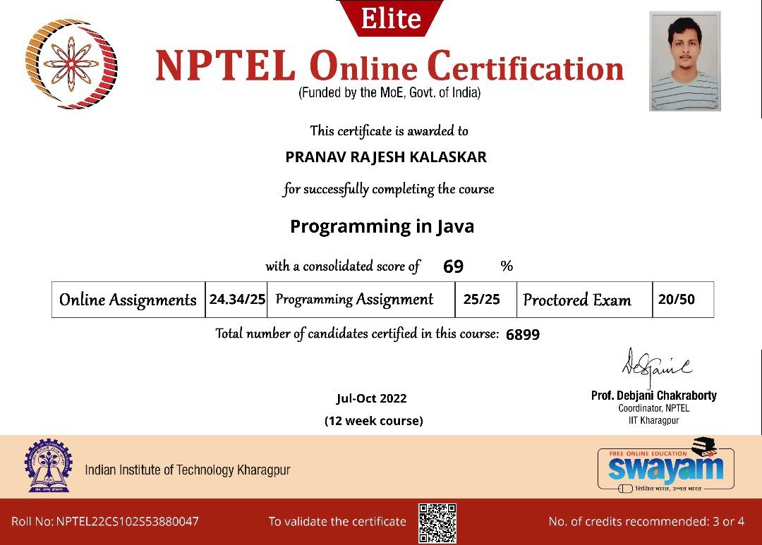 Pranav Kalaskar on LinkedIn: #iitkharagpur #programming #java Pranav Kalaskar on LinkedIn: #iitkharagpur #programming #java