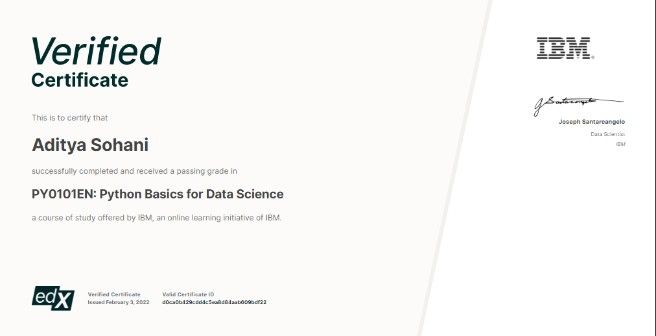 Aditya Sohani on LinkedIn: #edx #ibm #python #datascience #certificate ... Aditya Sohani on LinkedIn: #edx #ibm #python #datascience #certificate ...
