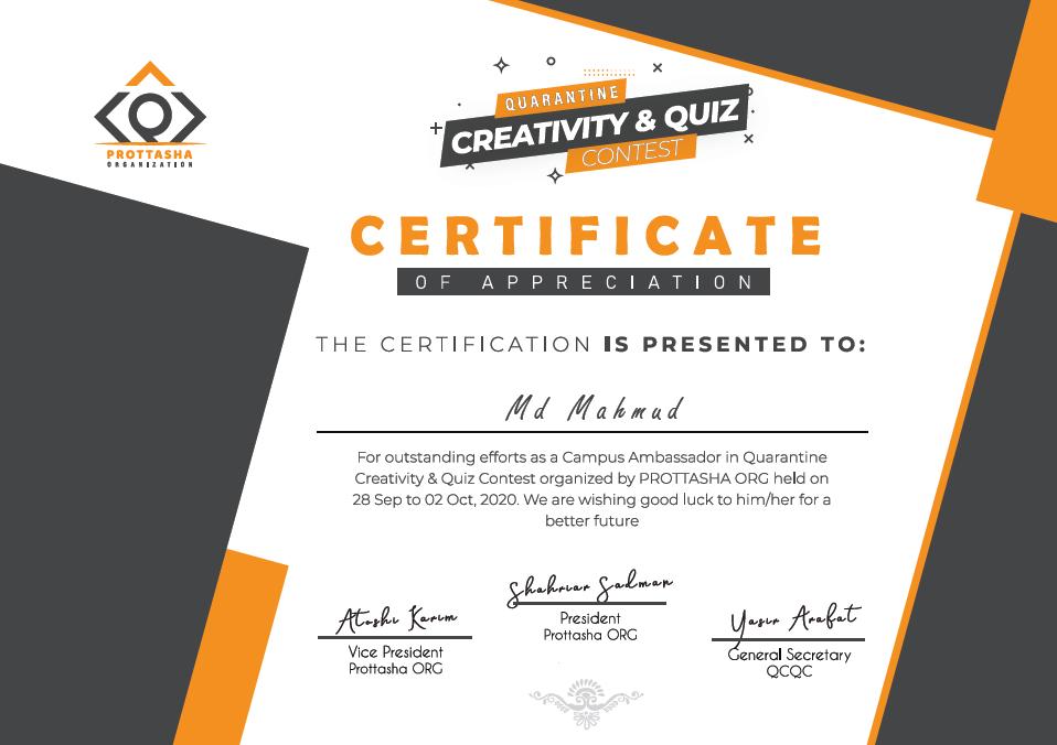 Md. Mahmud on LinkedIn: Campus Ambassador CERTIFICATE! Md. Mahmud on LinkedIn: Campus Ambassador CERTIFICATE!