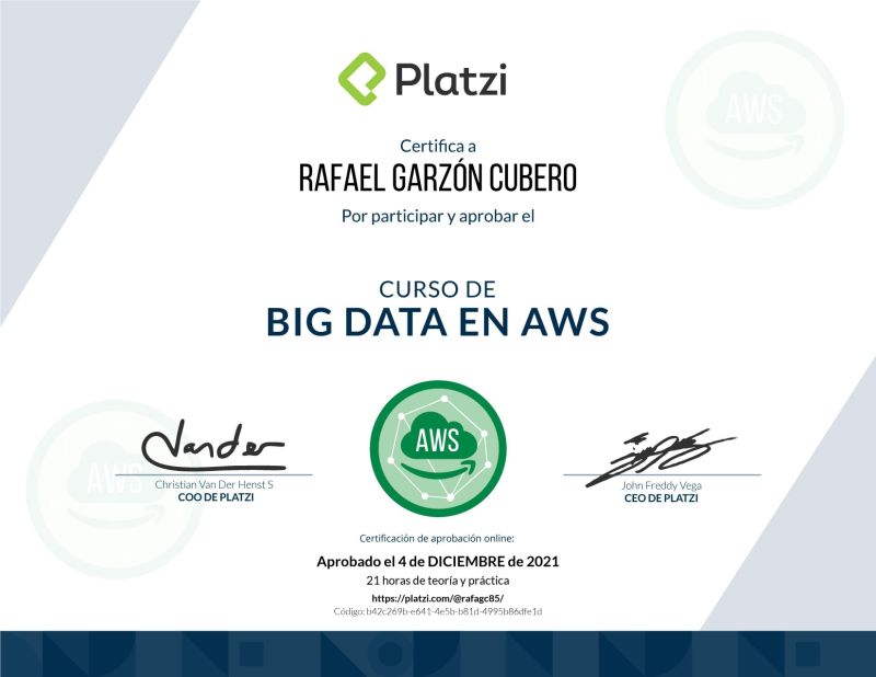 Rafael Garzón Cubero on LinkedIn: Curso de Big Data en AWS Rafael Garzón Cubero on LinkedIn: Curso de Big Data en AWS