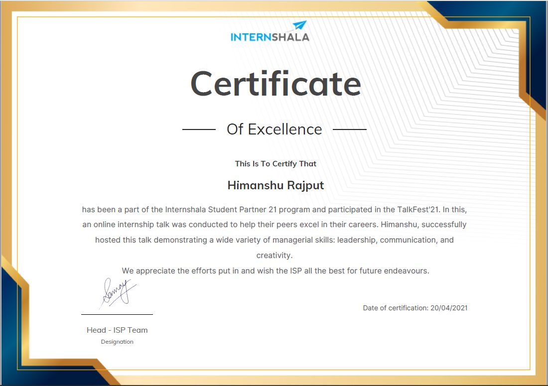Himanshu RAJPUT on LinkedIn: Successfully Completed Internshala Student ... Himanshu RAJPUT on LinkedIn: Successfully Completed Internshala Student ...