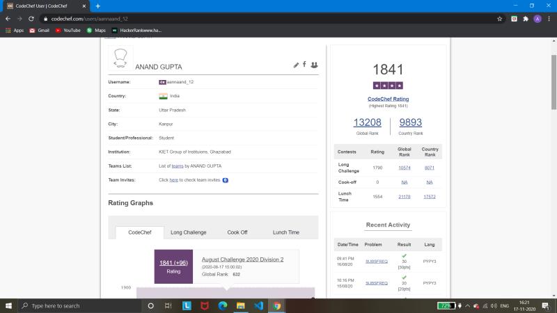 Anand Gupta on LinkedIn: After Hacker-rank I started coding on CodeChef ... Anand Gupta on LinkedIn: After Hacker-rank I started coding on CodeChef ...