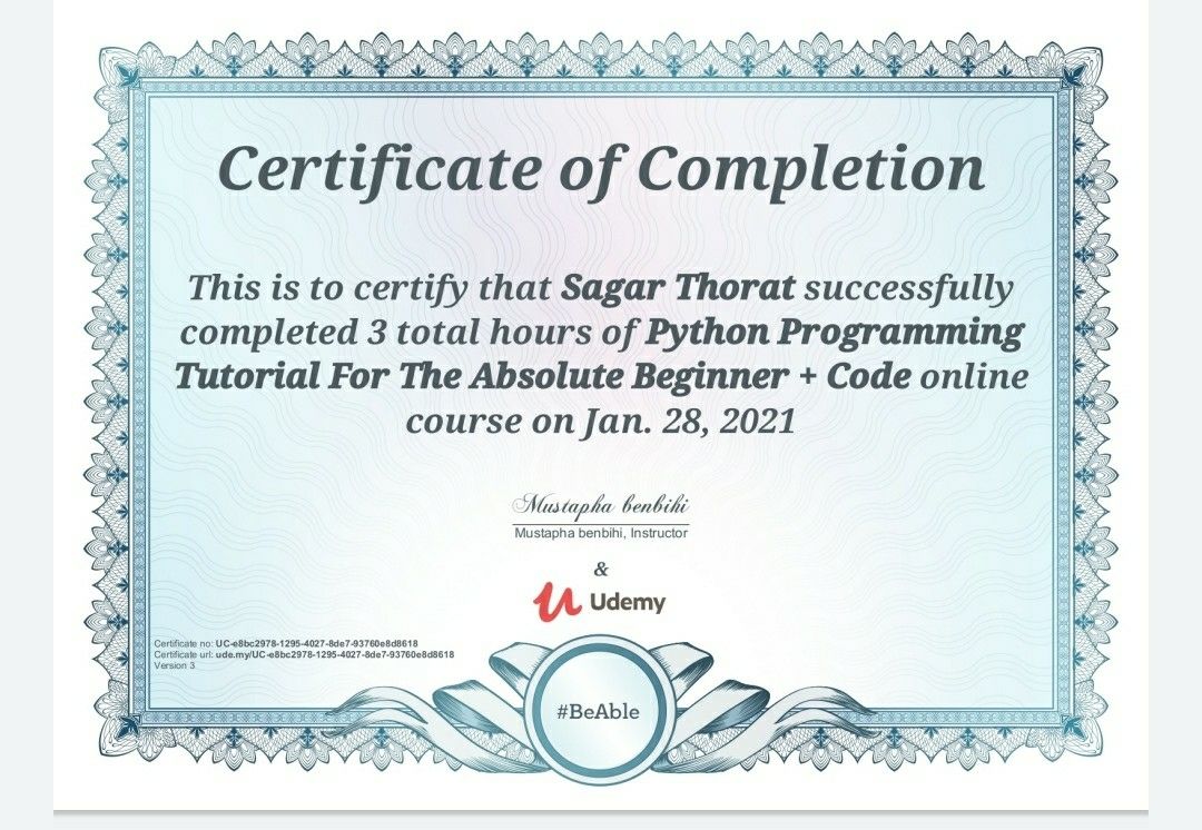 Sagar Thorat on LinkedIn: #python #udemy Sagar Thorat on LinkedIn: #python #udemy