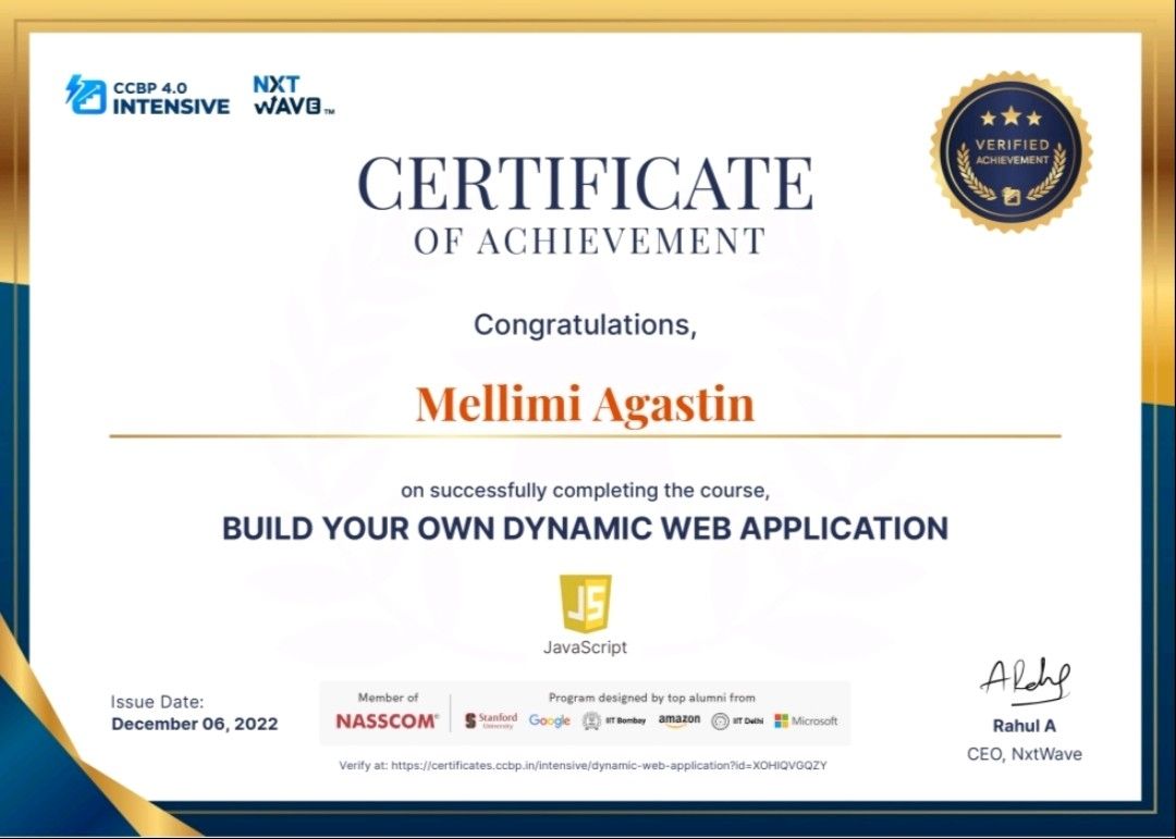 Agastin Mellimi on LinkedIn: #nxtwave #rahulattulurisir #javascript Agastin Mellimi on LinkedIn: #nxtwave #rahulattulurisir #javascript