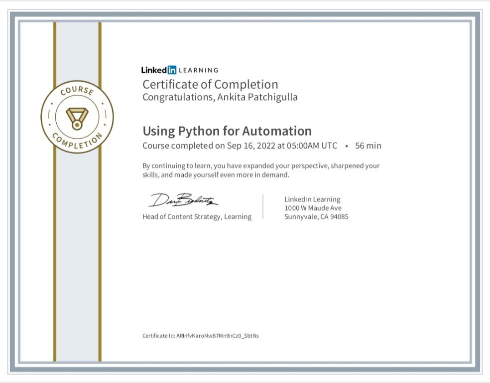 Ankita Patchigulla on LinkedIn: #python #automation #learningisfun Ankita Patchigulla on LinkedIn: #python #automation #learningisfun