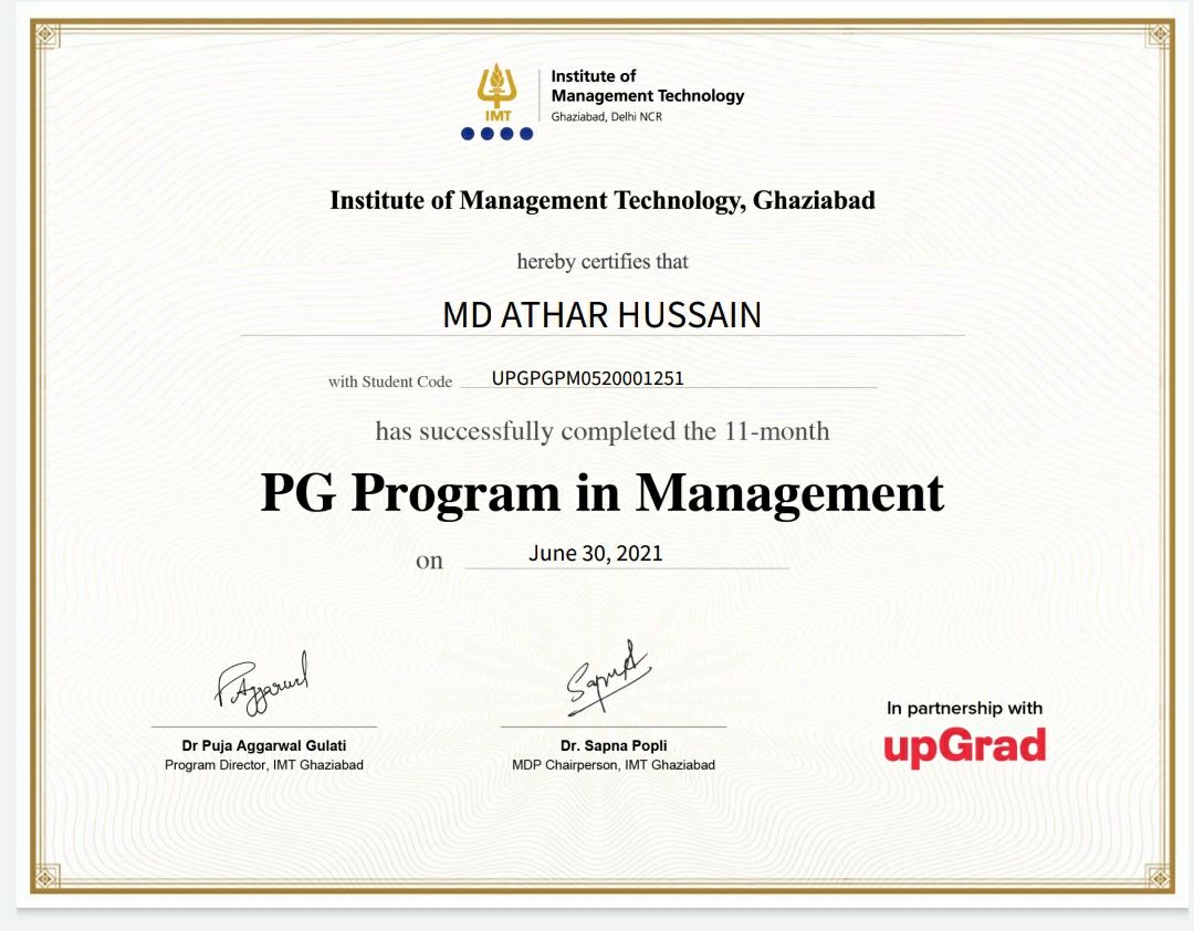ATHAR HUSSAIN on LinkedIn: #imtghaziabad #upgrad | 20 comments ATHAR HUSSAIN on LinkedIn: #imtghaziabad #upgrad | 20 comments