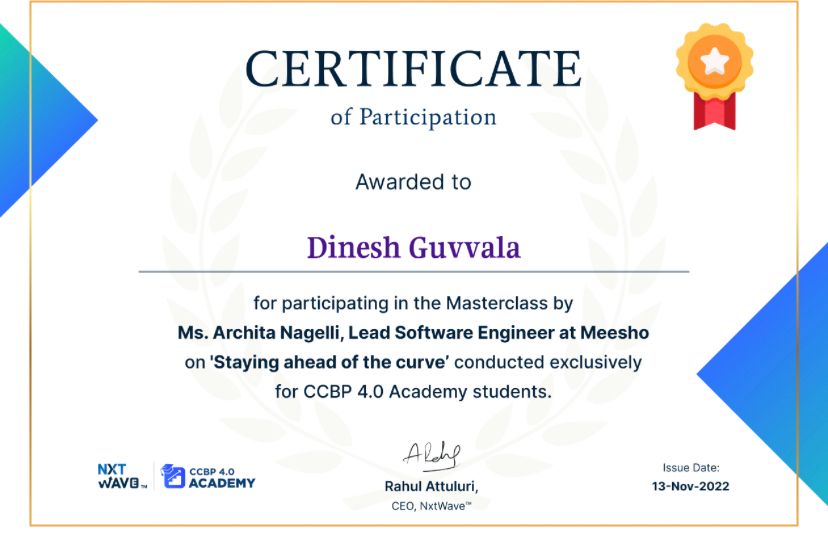 Dinesh Guvvala on LinkedIn: #nxtwave Dinesh Guvvala on LinkedIn: #nxtwave