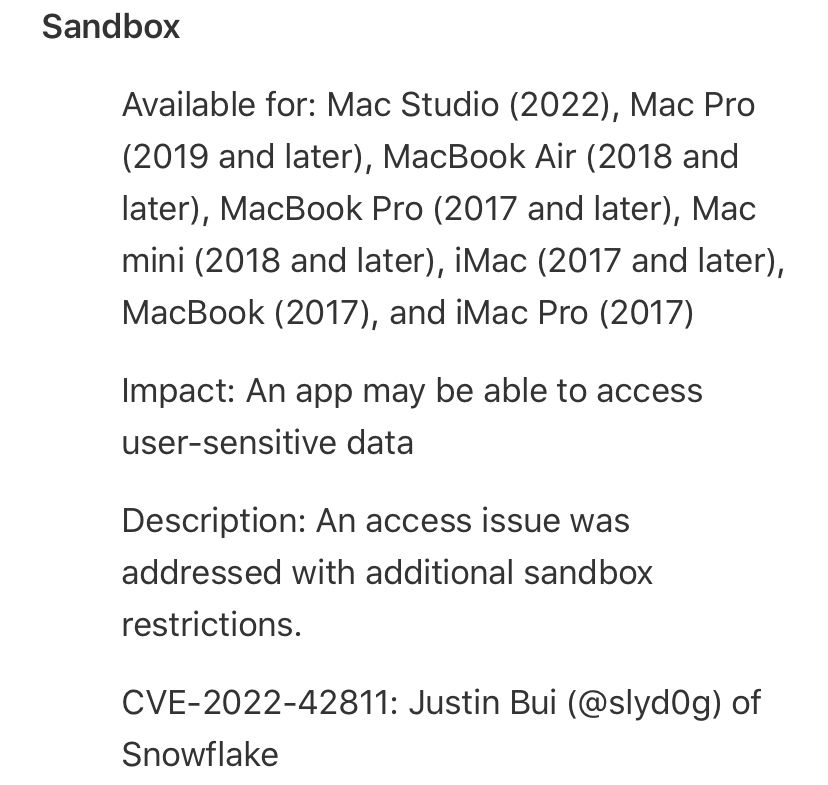 Justin Bui on LinkedIn: Got my very first CVE ever from Apple today ... Justin Bui on LinkedIn: Got my very first CVE ever from Apple today ...