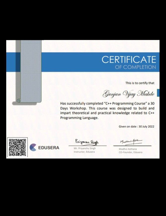 GUNJAN MAKDE on LinkedIn: C++ Programming Course Edusera GUNJAN MAKDE on LinkedIn: C++ Programming Course Edusera