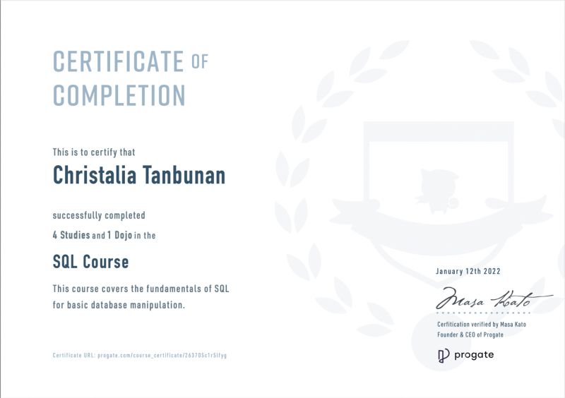 I just finished my SQL Course in Progate, thankyou for the course ... I just finished my SQL Course in Progate, thankyou for the course ...