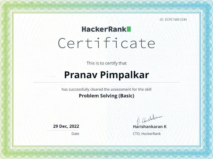 Pranav Pimpalkar on LinkedIn: #hackerrank #problemsolving Pranav Pimpalkar on LinkedIn: #hackerrank #problemsolving
