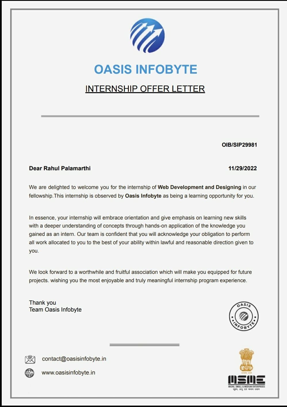 Rahul Palamarthi on LinkedIn: #oasisinfobyte Rahul Palamarthi on LinkedIn: #oasisinfobyte