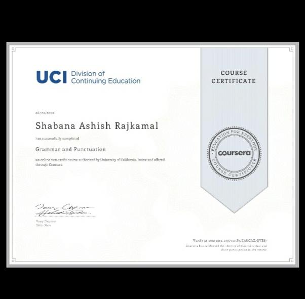 Shabana Rajkamal on LinkedIn: #coursera #certificate Shabana Rajkamal on LinkedIn: #coursera #certificate
