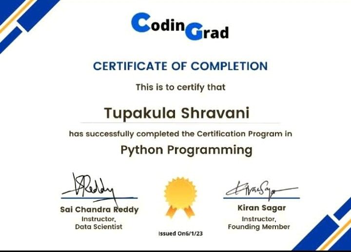 SHRAVANI TUPAKULA on LinkedIn: python programming Kiran Sagar SHRAVANI TUPAKULA on LinkedIn: python programming Kiran Sagar