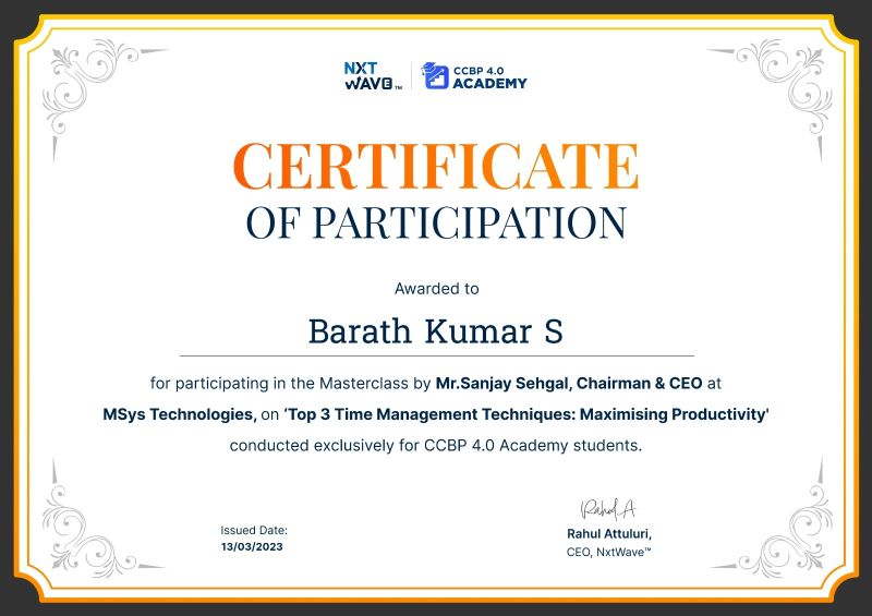 Barath Kumar S on LinkedIn: #ccbp #nxtwave #ccbp_academy #skills # ... Barath Kumar S on LinkedIn: #ccbp #nxtwave #ccbp_academy #skills # ...