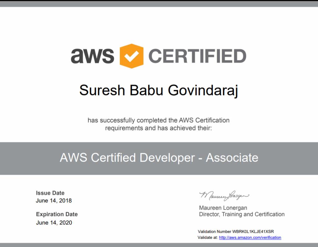 Suresh Babu Govindaraj on LinkedIn: Successfully Completed AWS ... Suresh Babu Govindaraj on LinkedIn: Successfully Completed AWS ...