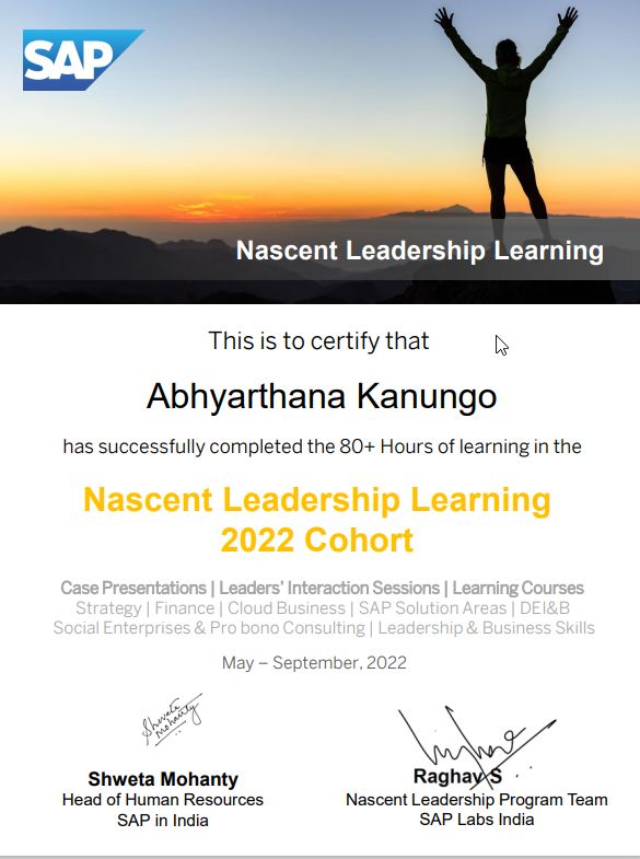 Abhyarthana Kanungo di LinkedIn: #sap #leadership #thankyou #learning Abhyarthana Kanungo di LinkedIn: #sap #leadership #thankyou #learning