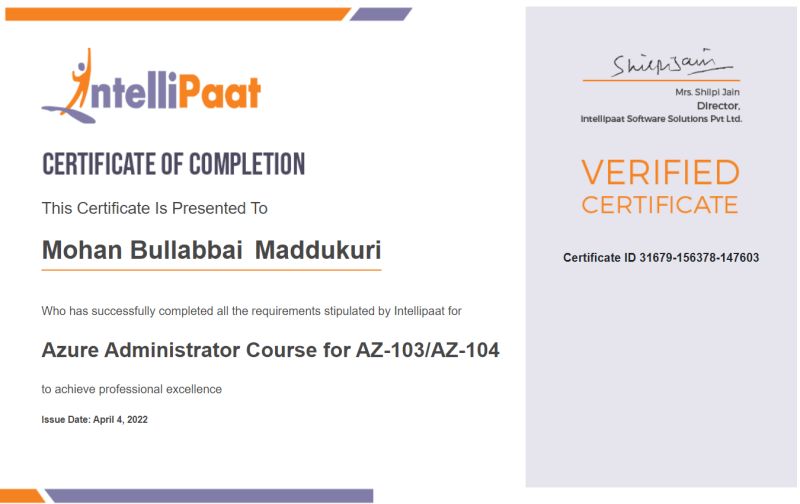 Mohan Bullabbai Maddukuri on LinkedIn: Recently, I enrolled for Azure ... Mohan Bullabbai Maddukuri on LinkedIn: Recently, I enrolled for Azure ...