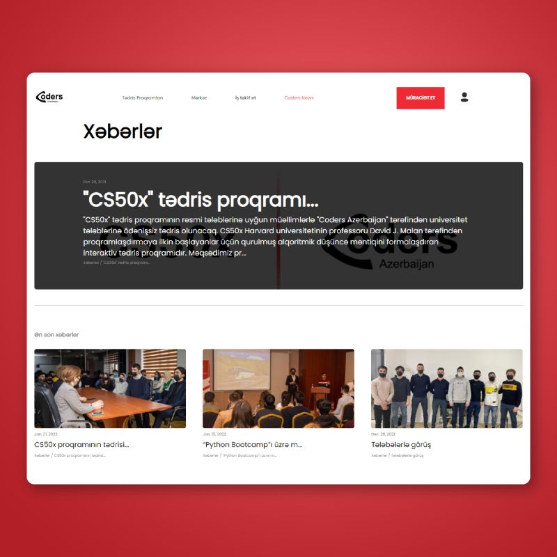 “Coders News” yeniliklərdən ictimaiyyəti məlumatlandırmaq üçün qurulmuş ... “Coders News” yeniliklərdən ictimaiyyəti məlumatlandırmaq üçün qurulmuş ...