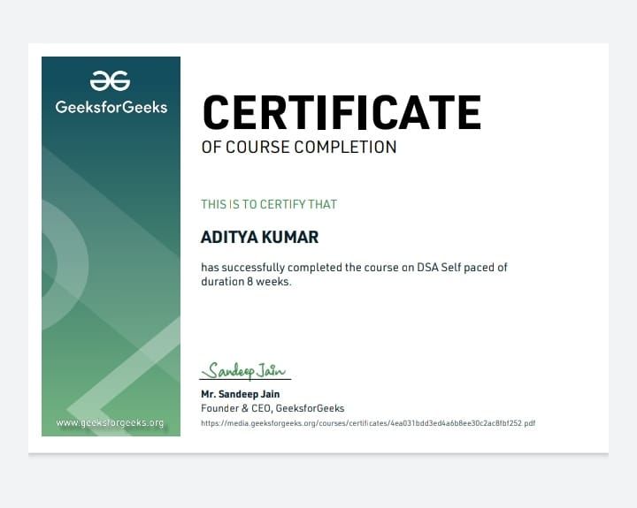 Aditya Kumar on LinkedIn: #dsa #geeksforgeeks #dsaselfpaced #gfg Aditya Kumar on LinkedIn: #dsa #geeksforgeeks #dsaselfpaced #gfg