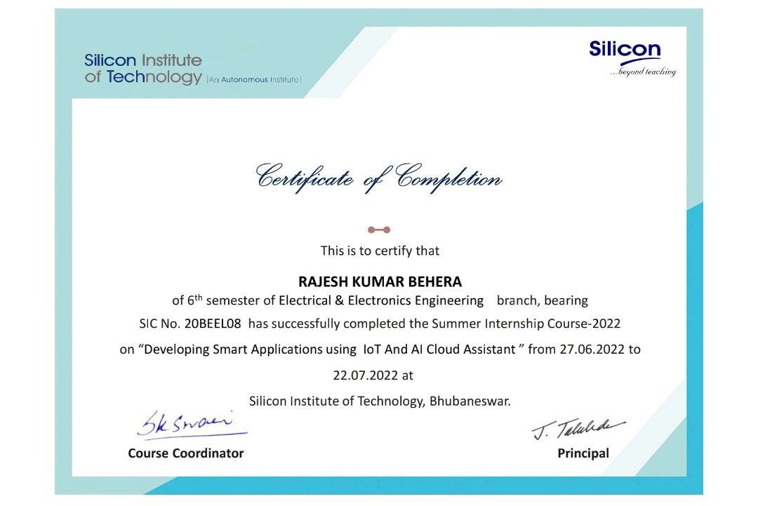 RAJESH KUMAR BEHERA on LinkedIn: successfully completed another step. RAJESH KUMAR BEHERA on LinkedIn: successfully completed another step.