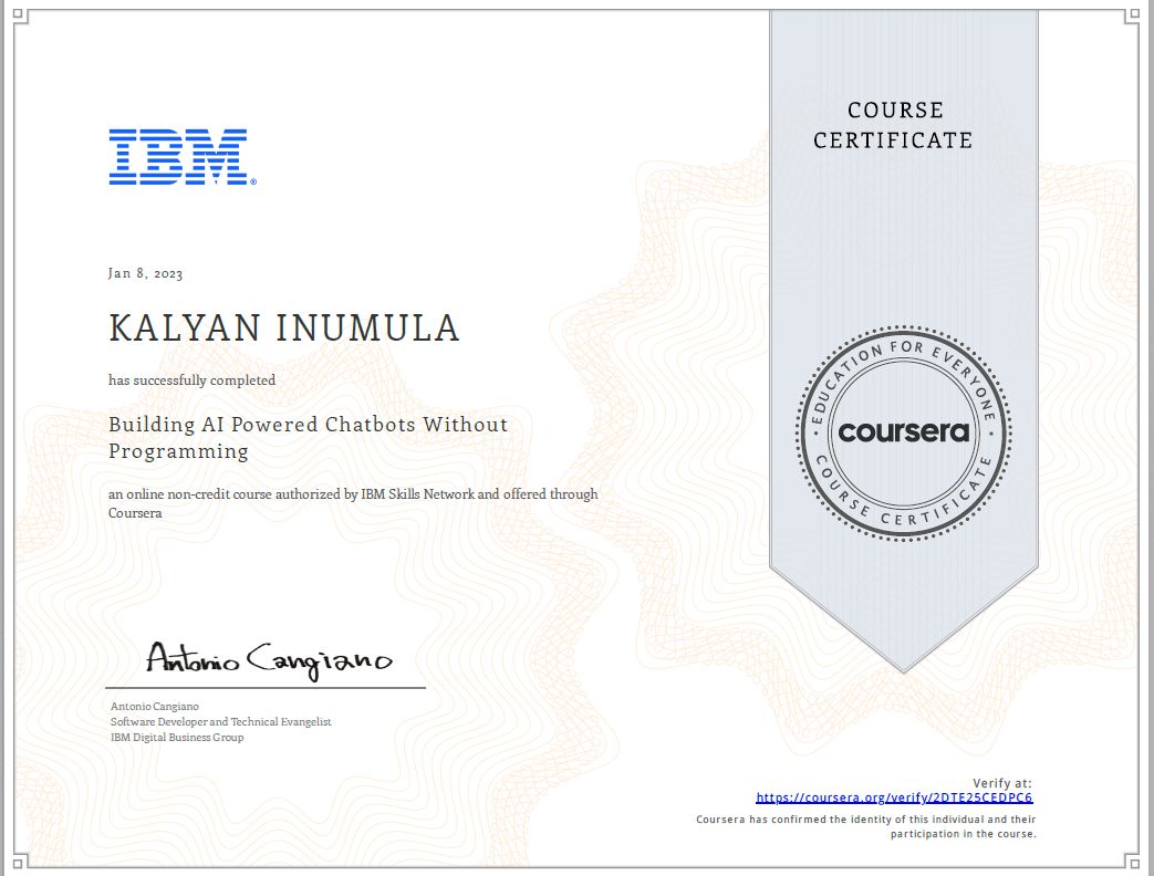INUMULA KALYAN KUMAR on LinkedIn: #ibm #coursera #certification # ... INUMULA KALYAN KUMAR on LinkedIn: #ibm #coursera #certification # ...
