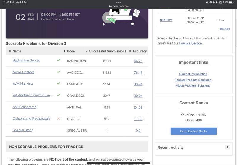 Ashish Yadav on LinkedIn: #codingcontest #codechef #codingchallenge Ashish Yadav on LinkedIn: #codingcontest #codechef #codingchallenge