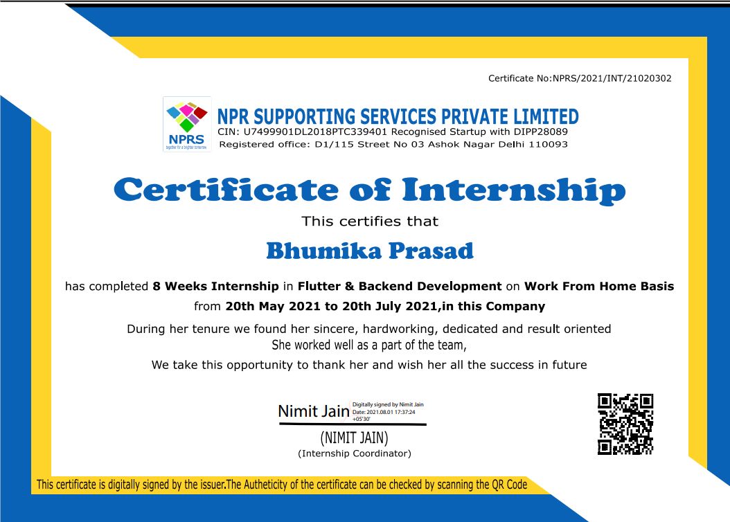 Bhumika Prasad on LinkedIn: #completioncertificate #internship #intern ... Bhumika Prasad on LinkedIn: #completioncertificate #internship #intern ...