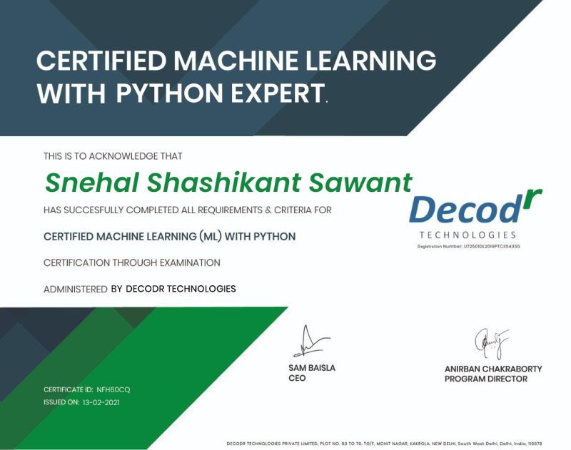 Snehal Sawant on LinkedIn: Finally completed the data science course ... Snehal Sawant on LinkedIn: Finally completed the data science course ...
