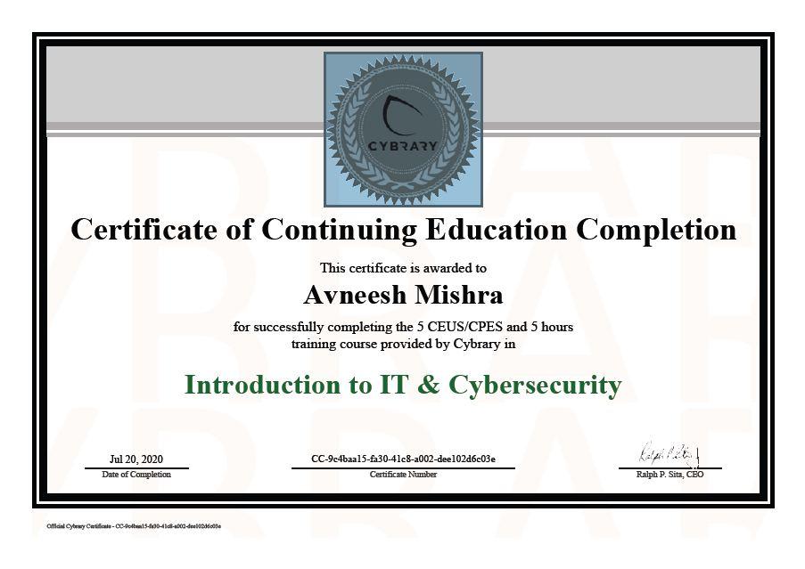 Avneesh Mishra on LinkedIn: #cybrary Avneesh Mishra on LinkedIn: #cybrary