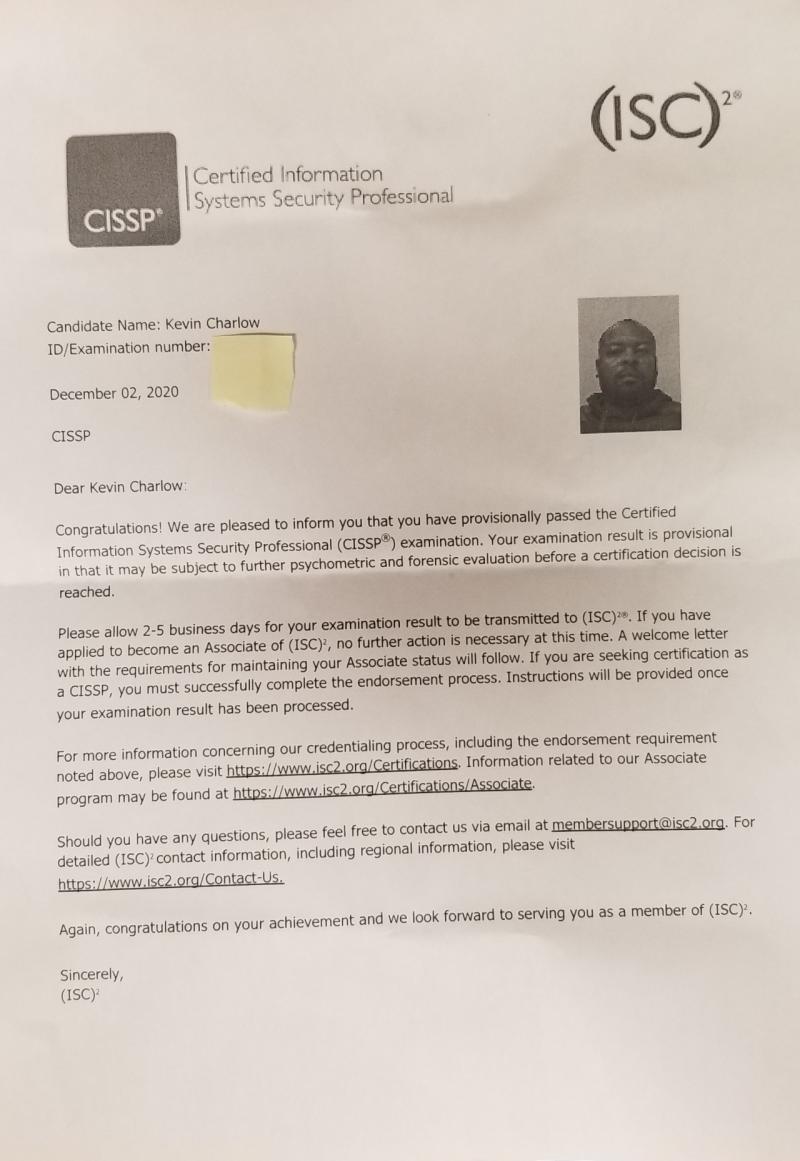 Kevin Charlow, CISSP on LinkedIn: Passed the CISSP a couple weeks ago ... Kevin Charlow, CISSP on LinkedIn: Passed the CISSP a couple weeks ago ...