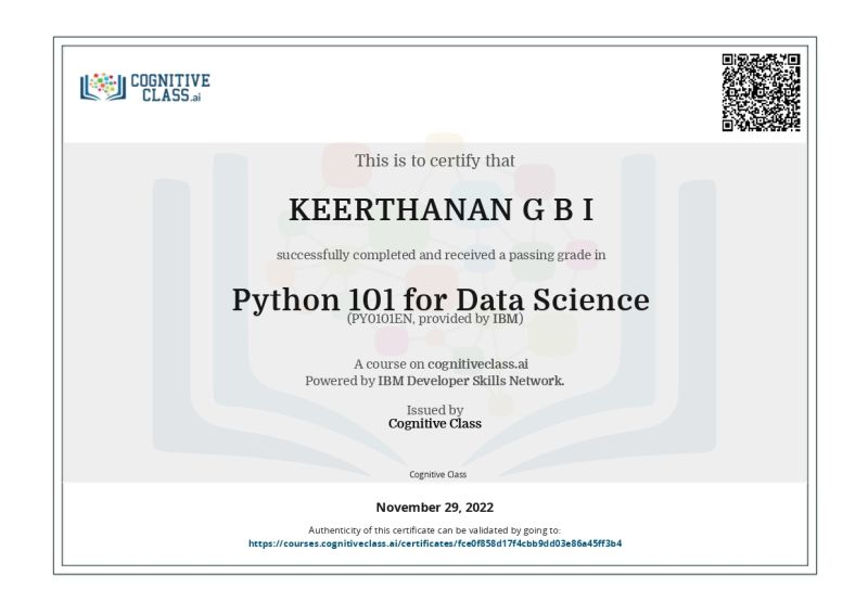 KEERTHANAN G B I on LinkedIn: #python #cognitiveclass #certification # ... KEERTHANAN G B I on LinkedIn: #python #cognitiveclass #certification # ...