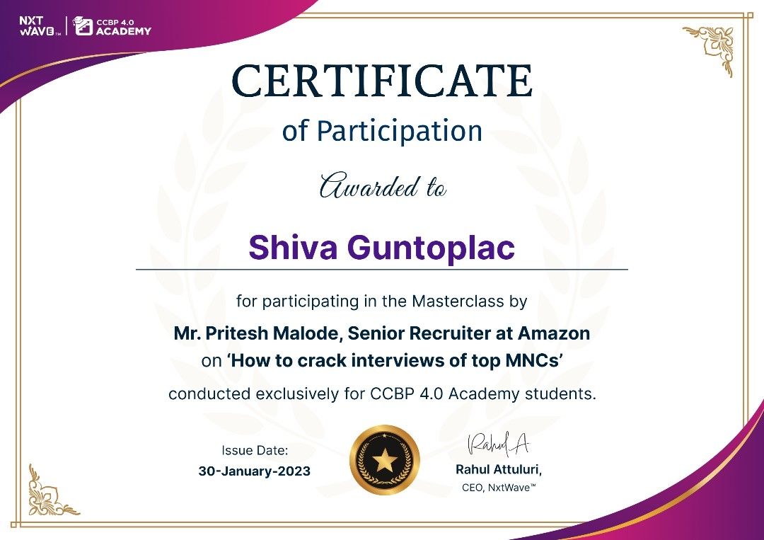Shiva Guntoju on LinkedIn: #nxtwave #ccbpian Shiva Guntoju on LinkedIn: #nxtwave #ccbpian