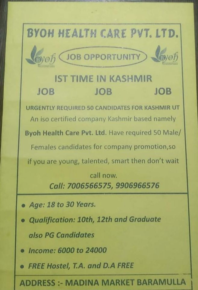 MOHD UMAR WANI on LinkedIn: BYOH HEALTH CARE JOB OPPORTUNITY JOB JOB ... MOHD UMAR WANI on LinkedIn: BYOH HEALTH CARE JOB OPPORTUNITY JOB JOB ...