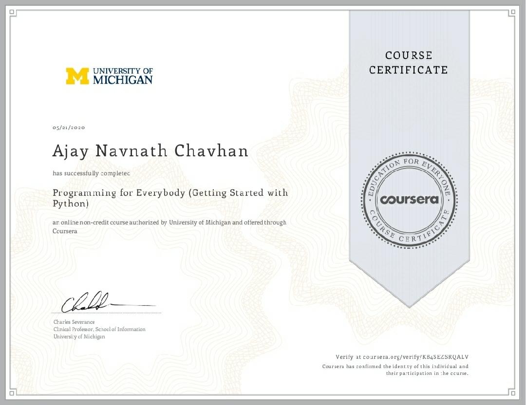 Ajay Chavhan on LinkedIn: Completed the course Programming for ... Ajay Chavhan on LinkedIn: Completed the course Programming for ...