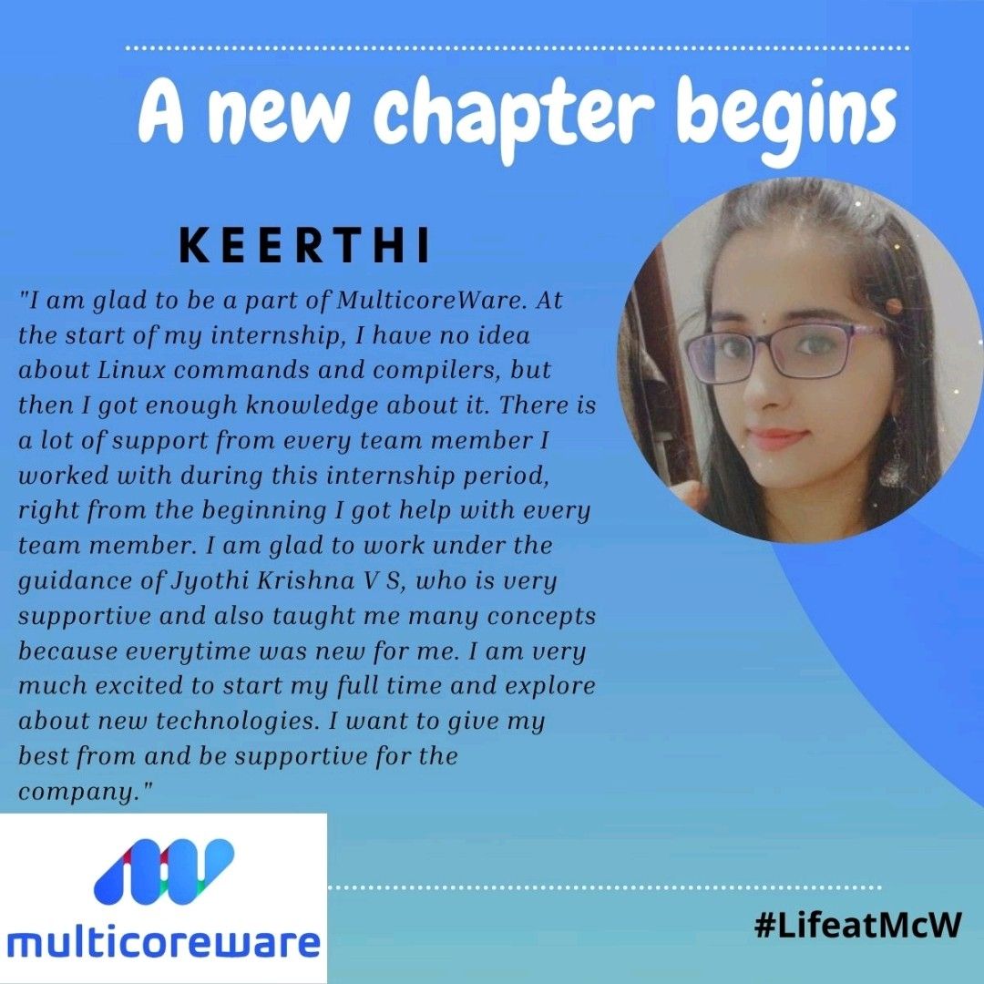 Keerthi S R on LinkedIn: #lifeatmcw #newbeginnings #mcw #get2021 Keerthi S R on LinkedIn: #lifeatmcw #newbeginnings #mcw #get2021